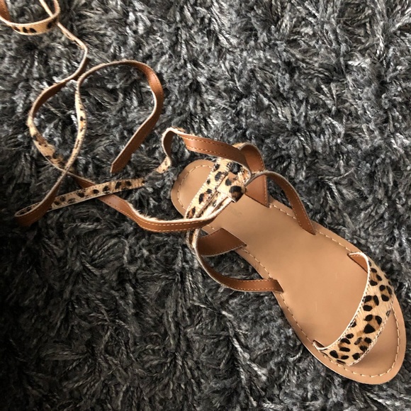 PrettyLittleThing | Shoes | Plt Leather Leopard Sandals | Poshmark